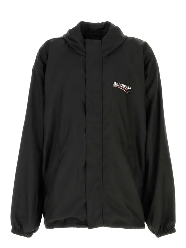 Balenciaga Waterproof Jacket With Logo - Black