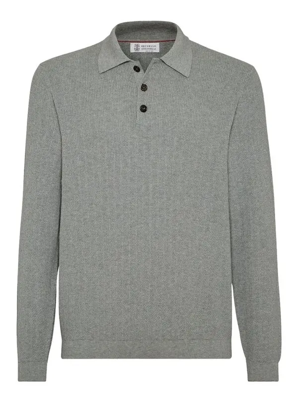 Brunello Cucinelli Cotton Knitted Polo - Grey