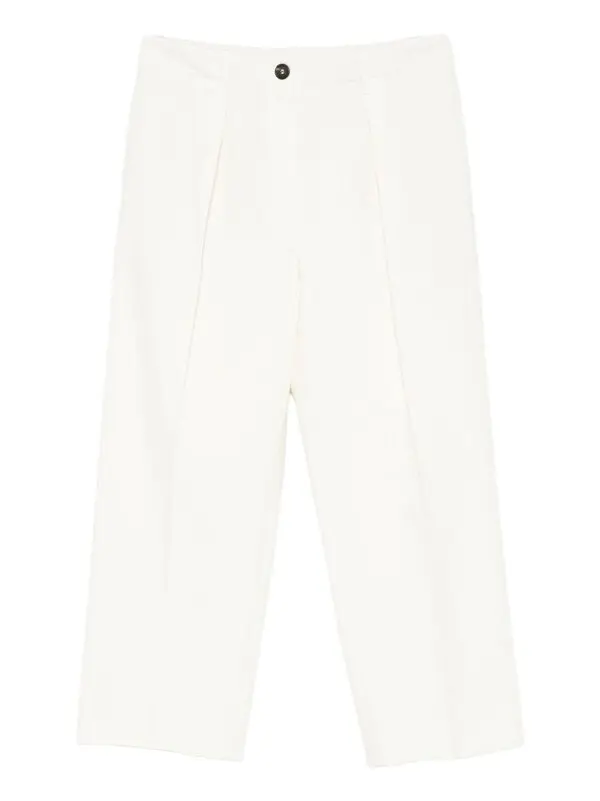 Brunello Cucinelli Cropped Cotton Trousers - White
