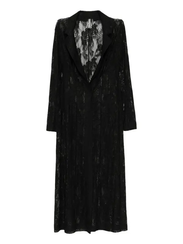 Norma Kamali Lace Long Coat - Black