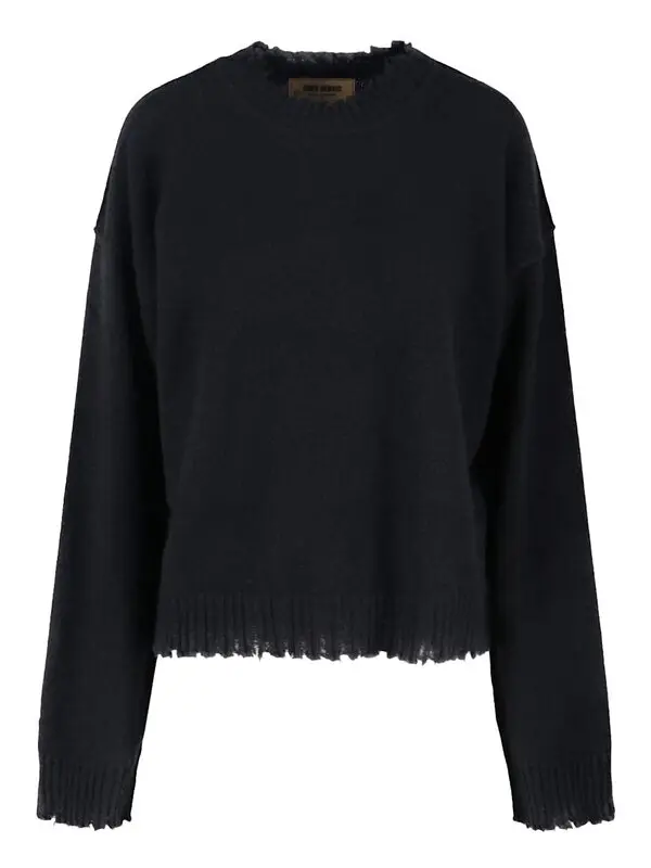 Soft Goat Cashmere Crewneck Jumper - Black