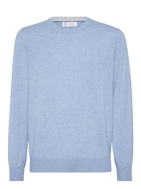 Soft Goat Cashmere Crewneck Jumper - Sky Blue