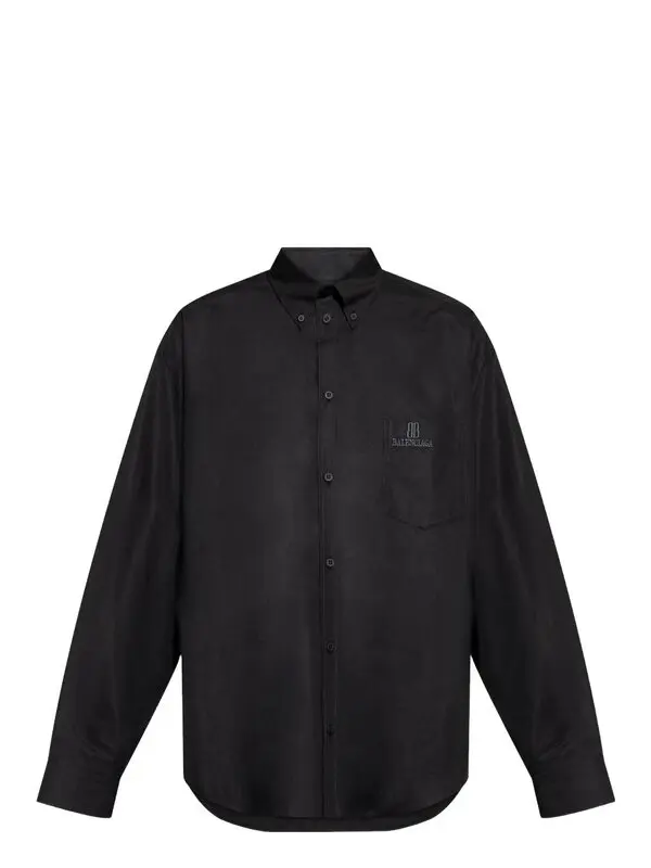 Balenciaga Oversized Shirt With Logo - Black