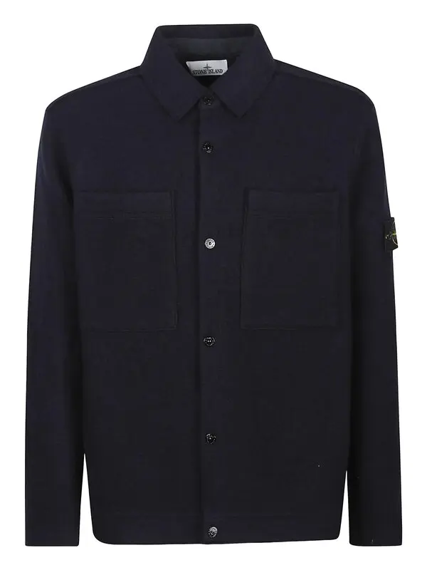 Stone Island Cardigan With Logo - Blue