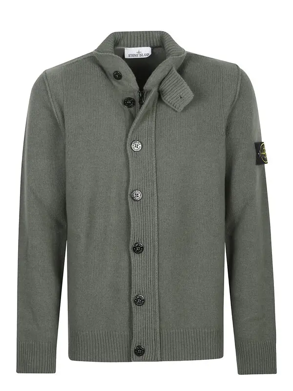 Stone Island Virgin Wool Cardigan - Green