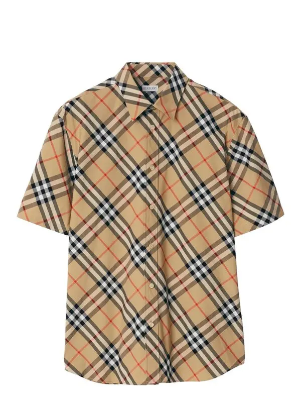 Burberry Check Cotton Shirt - Beige