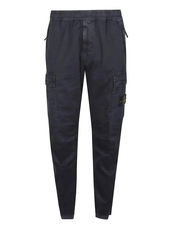 Stone Island Cotton Trousers With Logo - Blue