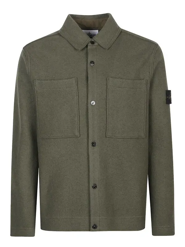 Stone Island Overshirt With Logo - Green
