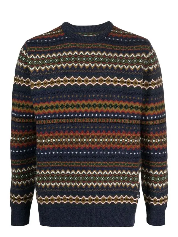 Barbour Wool Graphic Print Sweater - Blue