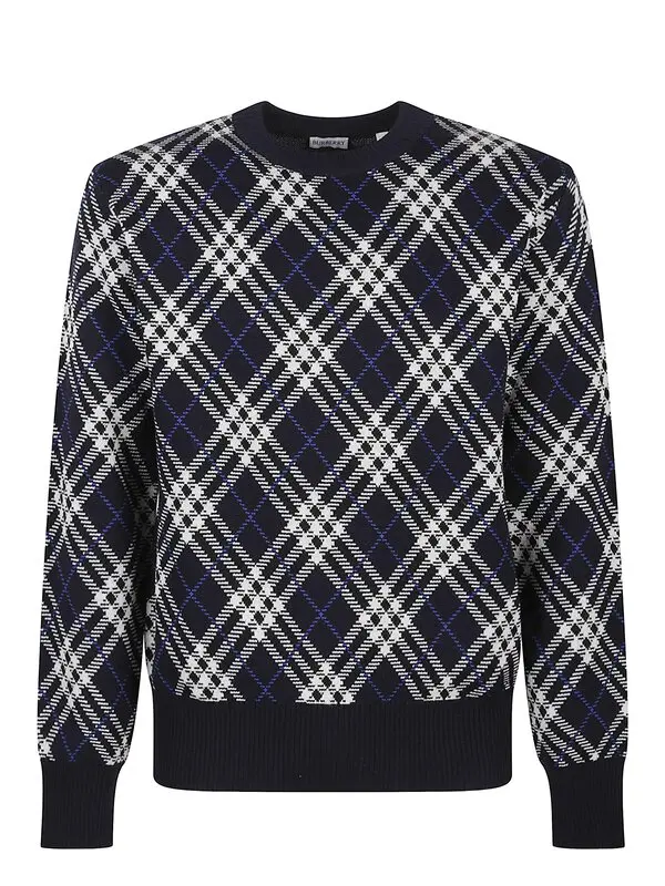 Burberry Checked Knitted Crewneck Jumper - Multi