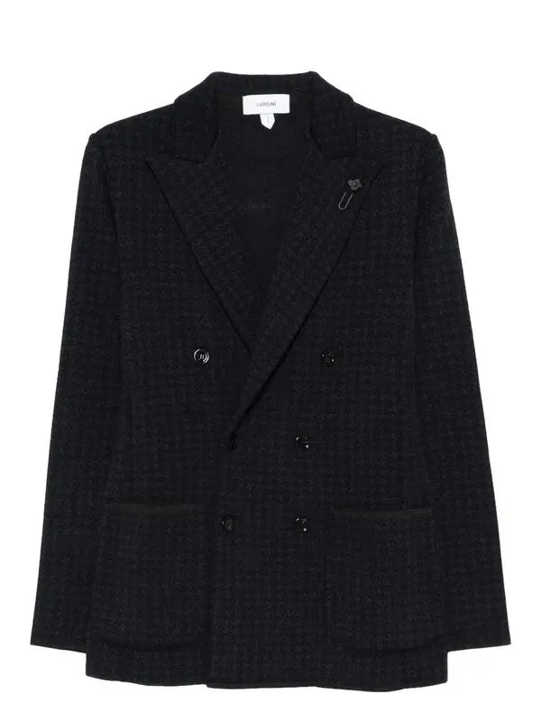 LARDINI Double-breasted Houndstooth Jacket - Blue