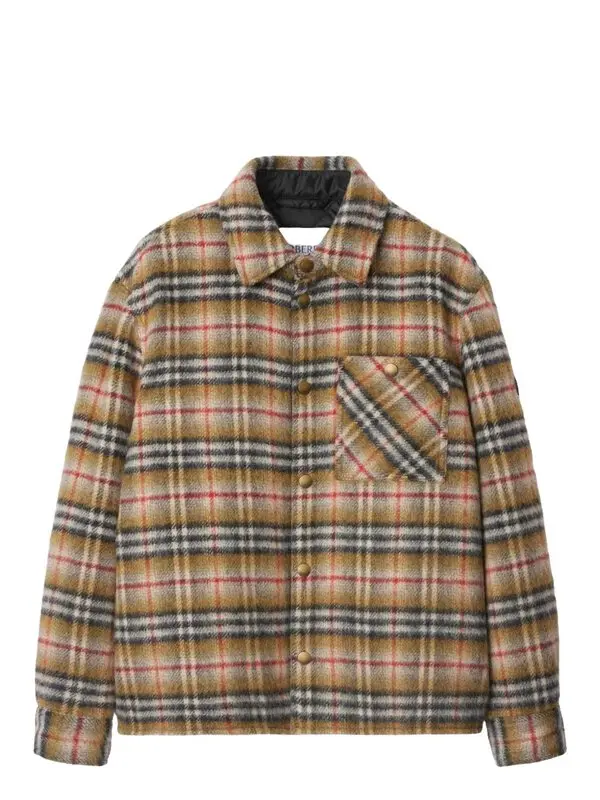 Burberry Check Wool Overshirt - Beige
