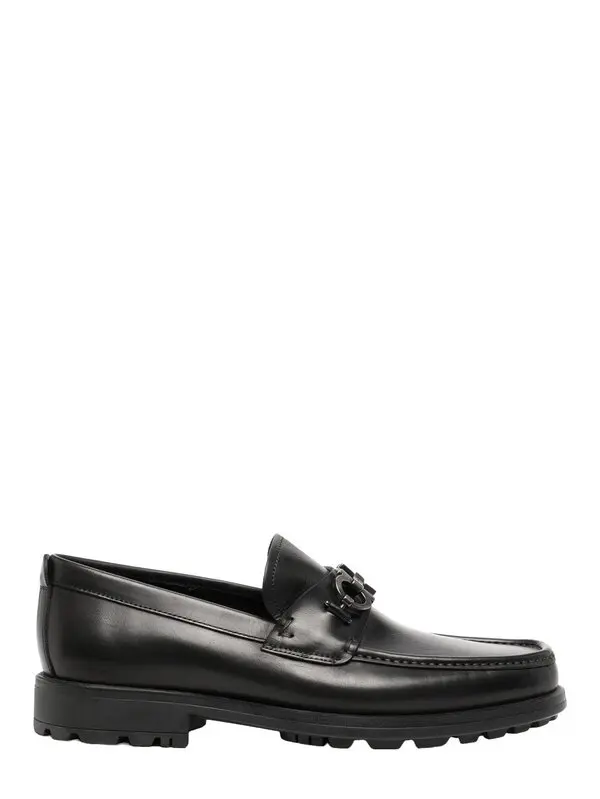 TOD'S Leather Horsebit Moccasins - Black