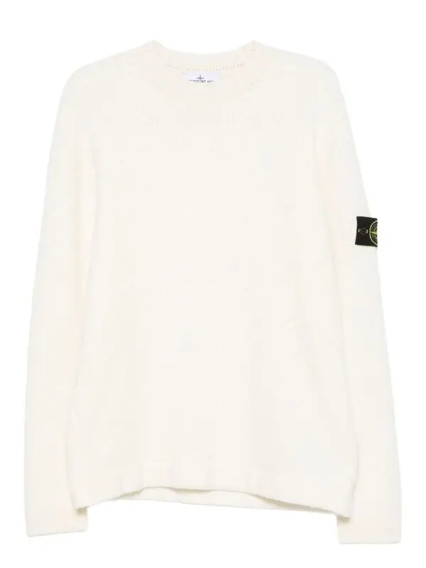 Stone Island Ribbed Crew Neck Sweater - White