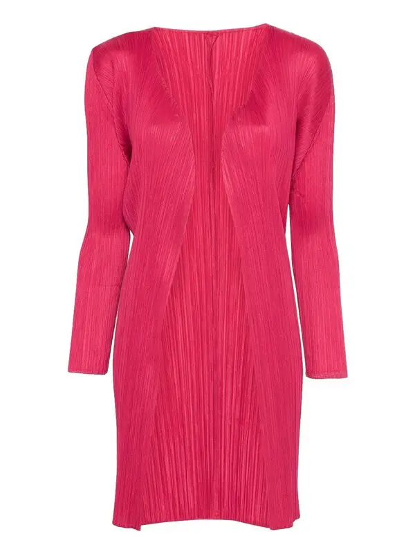 Issey Miyake Pleated Midi Cardigan - Red