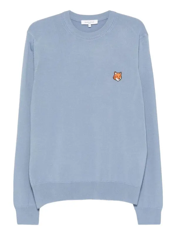 Maison Kitsuné Fox Head Wool Crewneck Jumper - Sky Blue