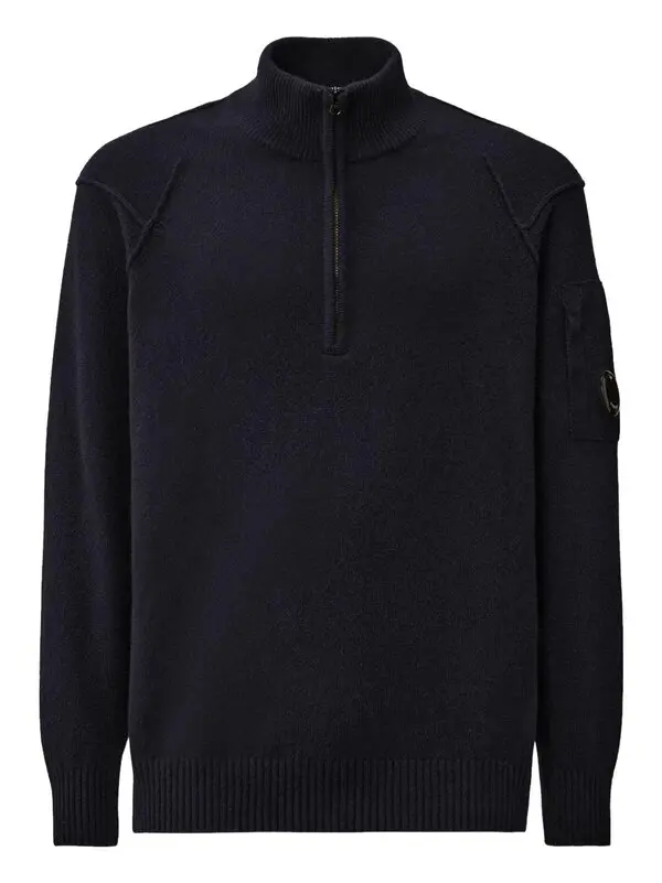 C.P. COMPANY Wool Half-zip Sweater - Blue