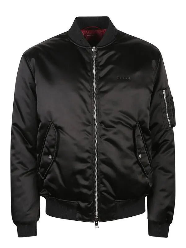 Gucci Bomber Jacket In Nylon Canvas Fabric - Black