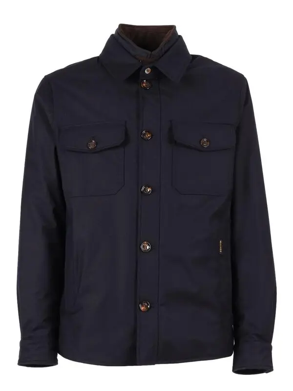 MOORER Jacket With Pockets Duino - Blue