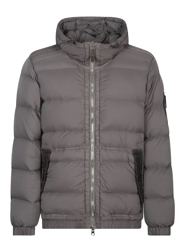 Stone Island Seamless Tunnel Down Jacket With Hood - Grey