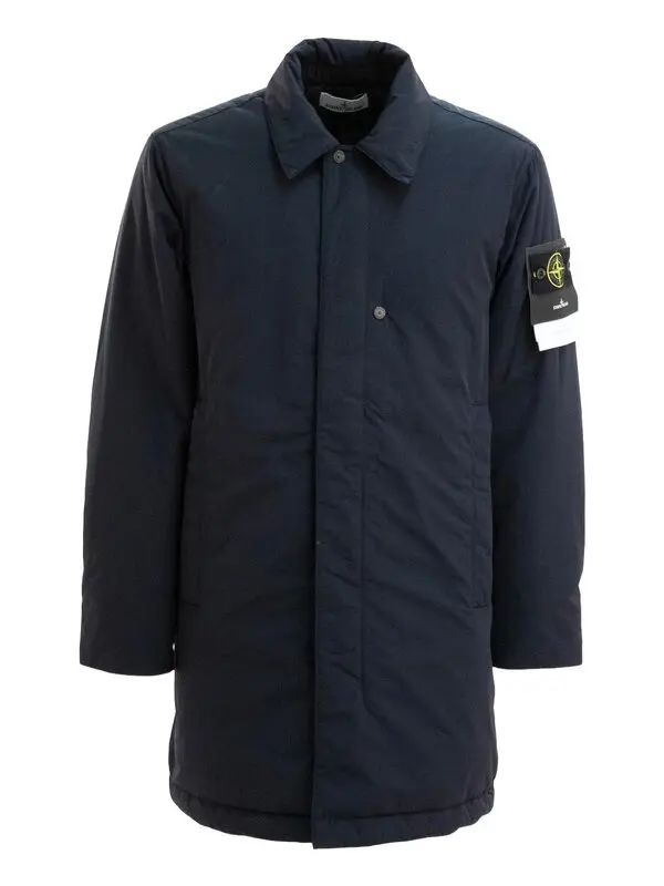 Stone Island Nylon Twill Overcoat - Blue