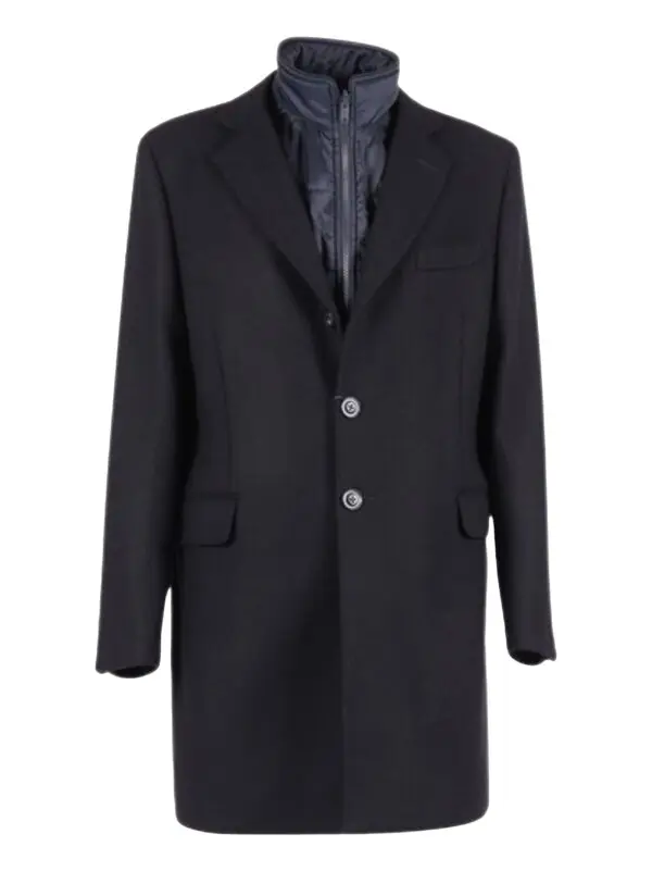 FAY Buttoned Wool Coat - Blue