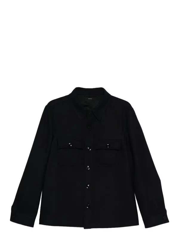 TOM FORD Double Splittable Light Wool Chest Pocket Outershirt - Blue