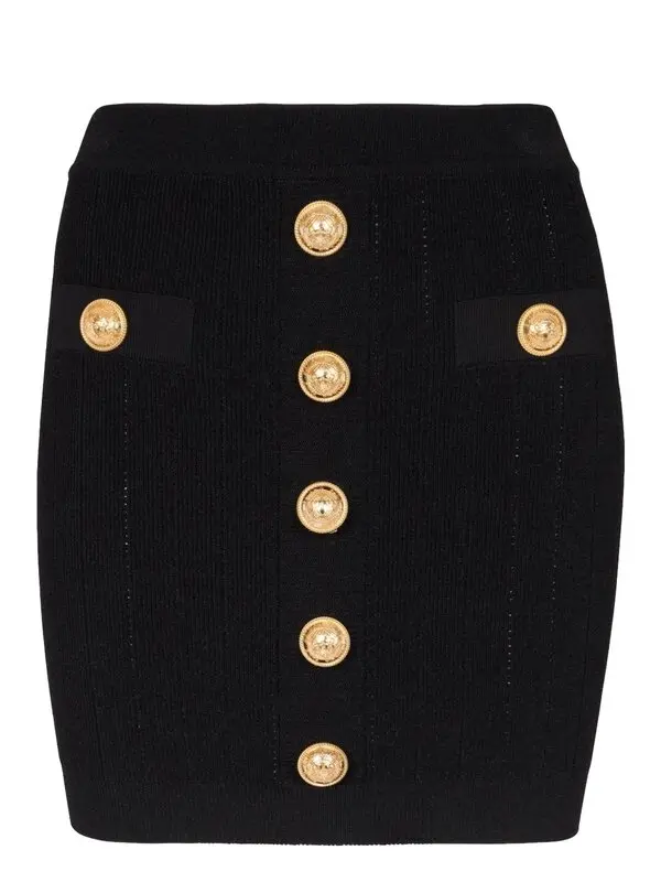Balmain Knitted Mini Skirt - Black