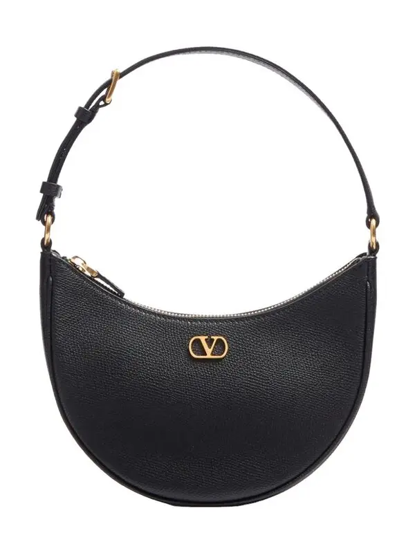 Valentino Garavani Vlogo Signature Mini Leather Hobo Bag - Black
