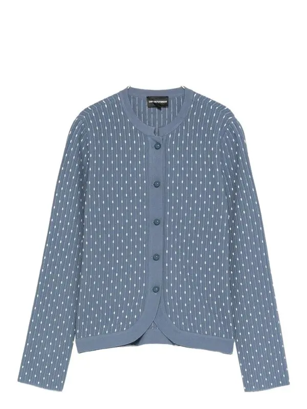 Emporio Armani Dotted Crewneck Cardigan - Blue