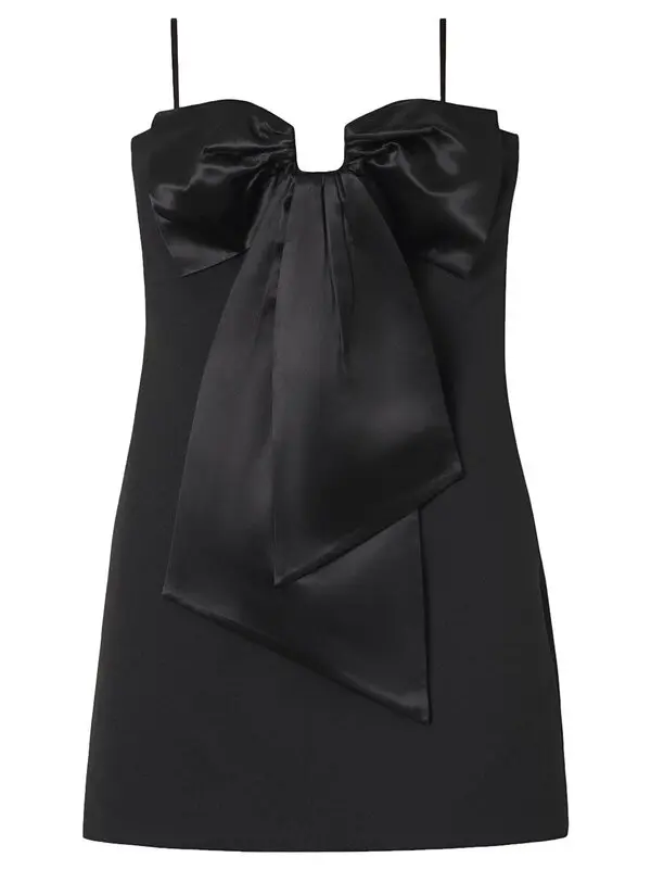 SELF-PORTRAIT Bow Detail Mini Dress - Black