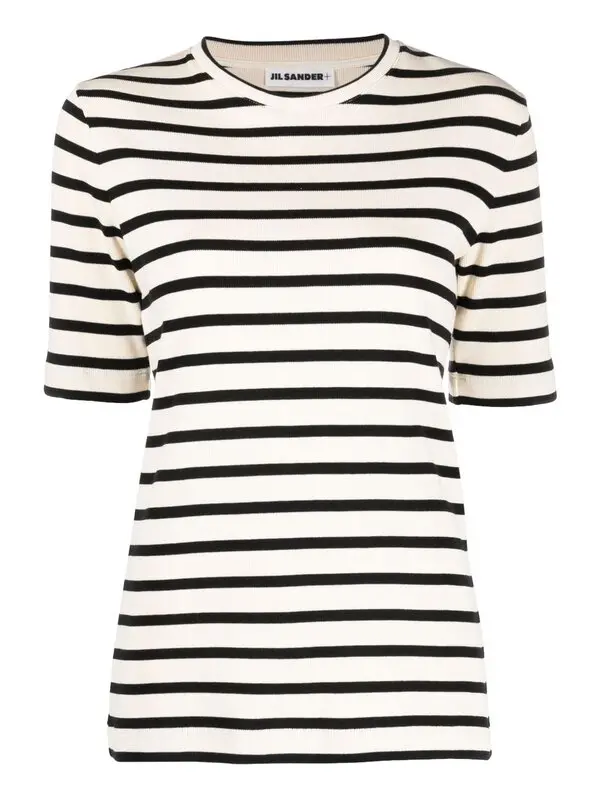 JIL SANDER Striped Cotton T-shirt - White