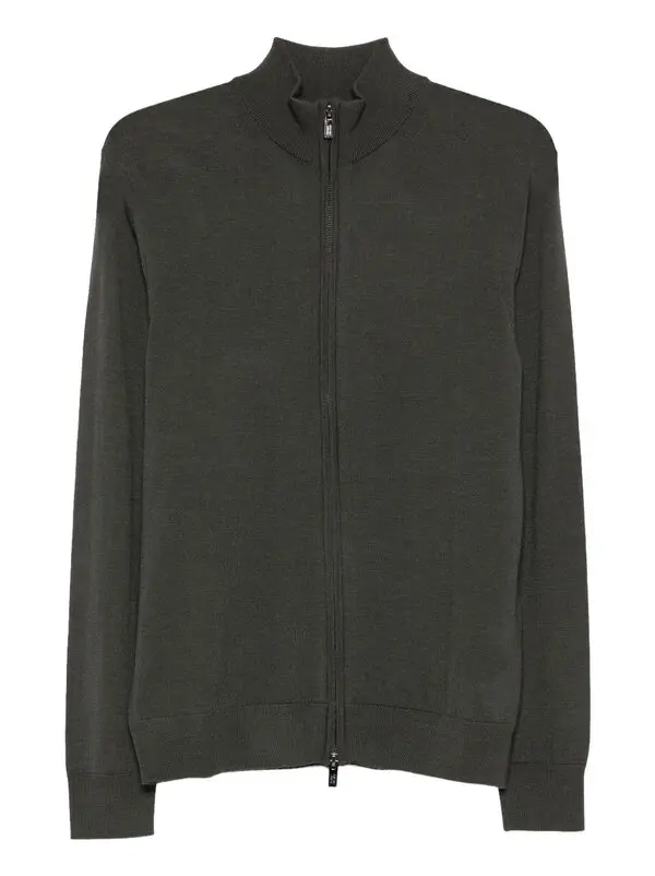 Emporio Armani Wool Zipped Cardigan - Green