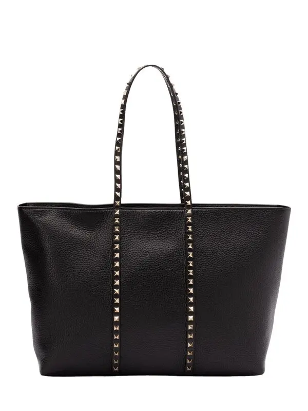 Valentino Garavani Rockstud Leather Medium Tote - Black
