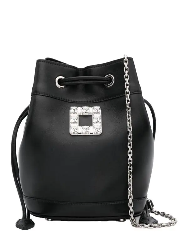 ROGER VIVIER Tres Vivier Leather Bucket Bag - Black
