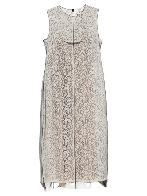 Fendi Lace Midi Dress - White