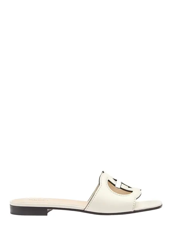 Gucci Leather Flat Sandals - White
