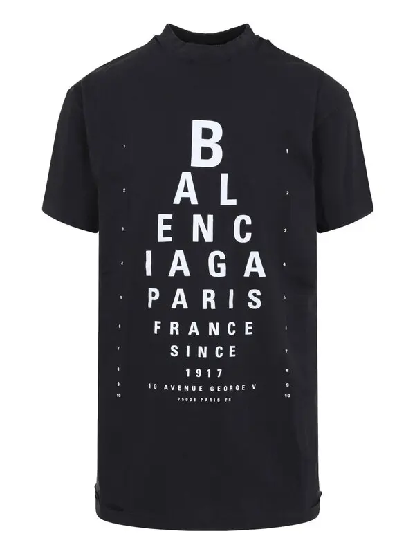 Balenciaga Optical Cotton T-shirt - Black