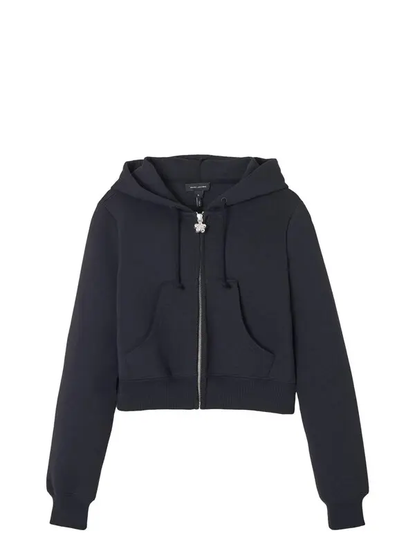GOLDEN GOOSE Cotton Cropped Hoodie - Black