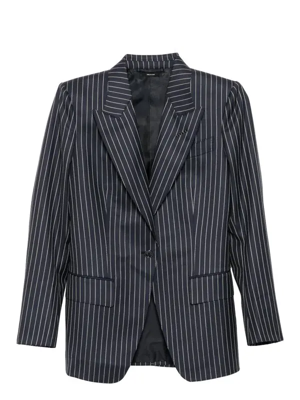 TOM FORD Wool Single-breasted Blazer Jacket - Blue