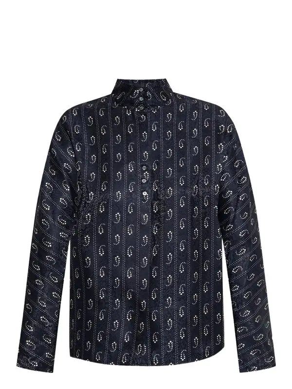 Tory Burch Jacquard Silk Shirt - Blue