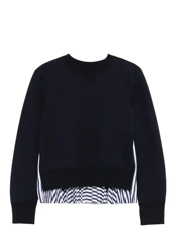 Sacai Cotton And Nylon Crewneck Sweater - Blue