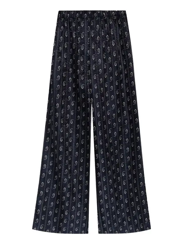 Tory Burch Jacquard Silk Trousers - Blue