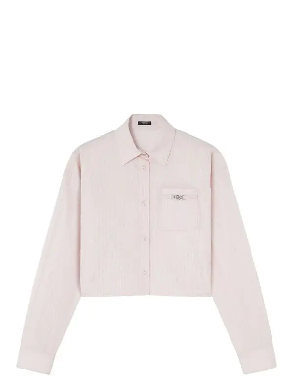 Versace Pinstripe Chain Cropped Shirt - Pink