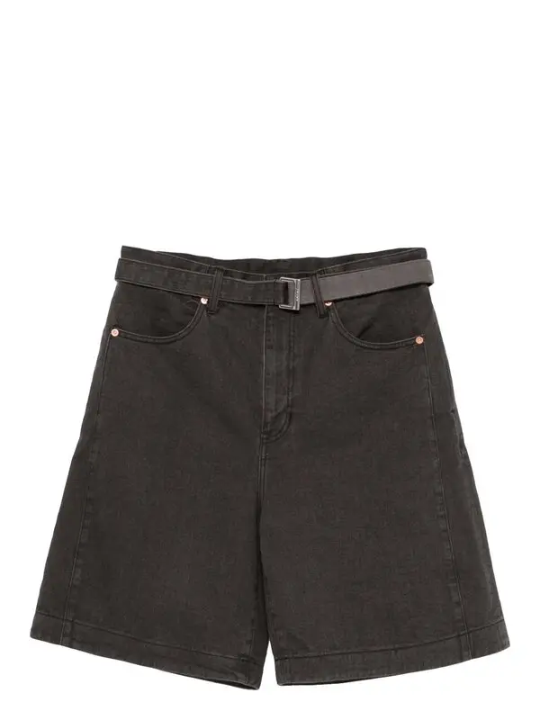Sacai Belted Denim Shorts - Grey