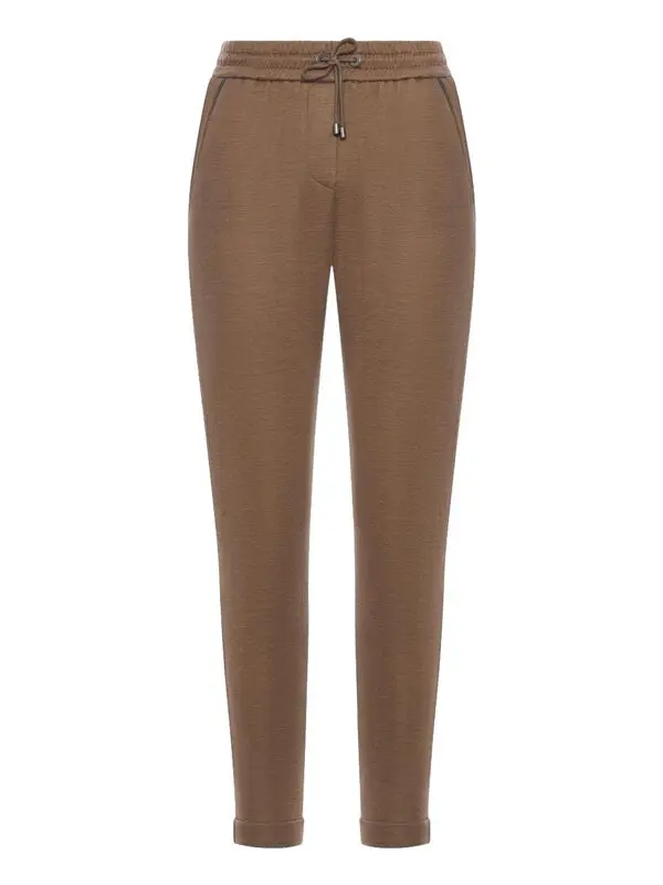 Brunello Cucinelli Cotton And Silk Blend Trousers - Brown