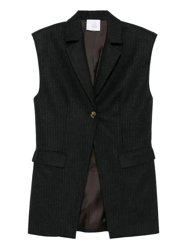 LE SULLY STUDIO Lina Pinstriped Wool-blend Waistcoat - Grey