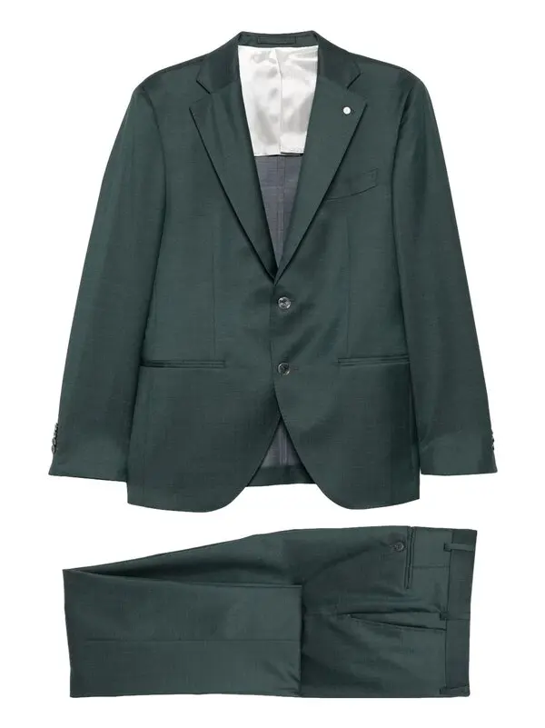 LUIGI BIANCHI Double-breasted Wool Suit - Green