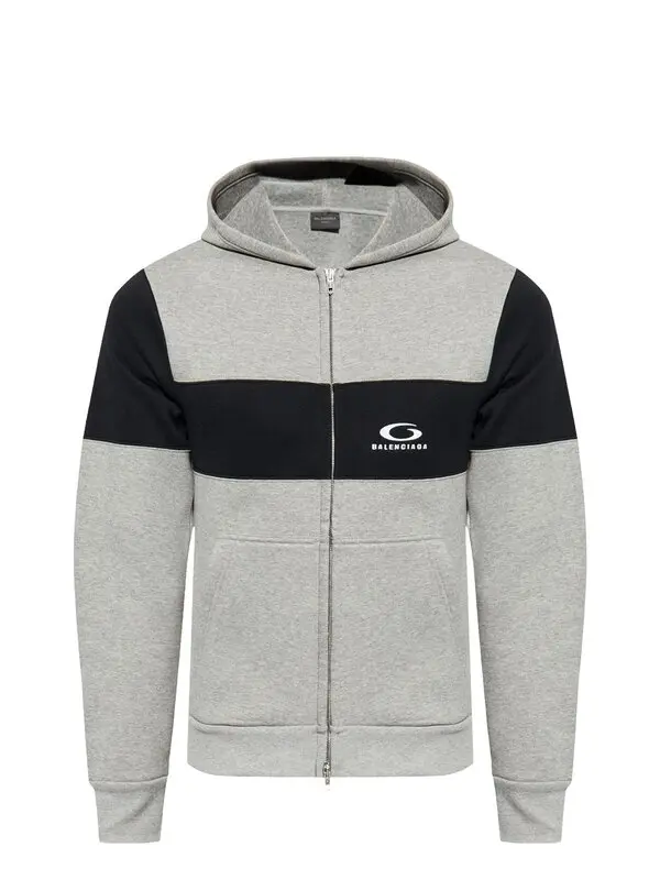 Balenciaga Full-zip Hooded Sweatshirt - Grey