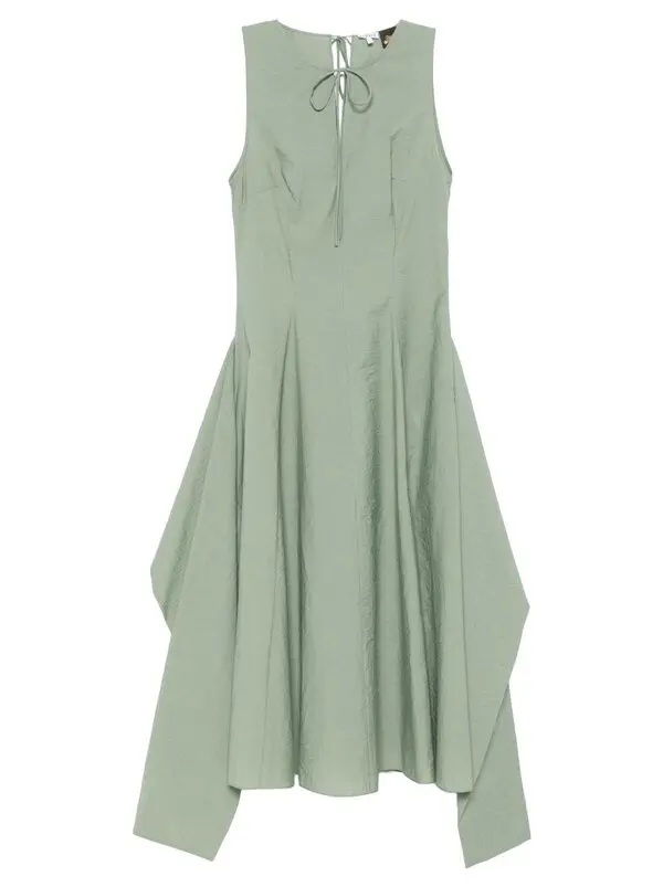 Loewe Cotton Blend Midi Dress With Drawstring Neck - Green